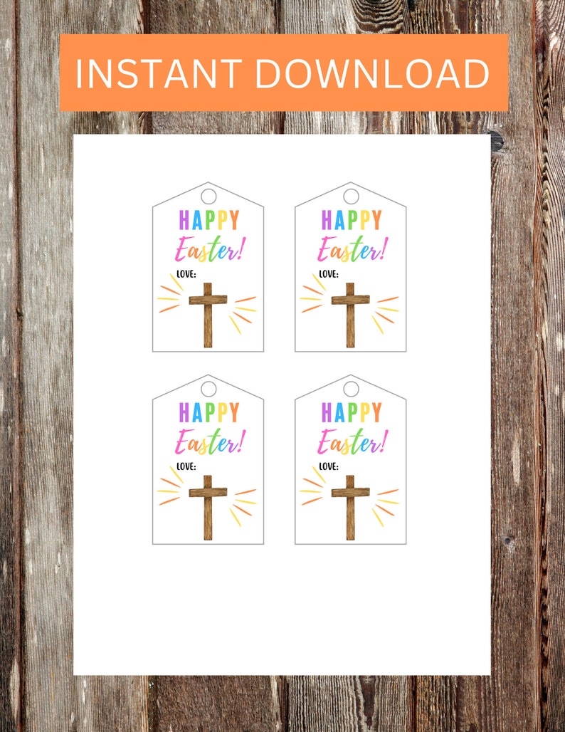 Cross Christian Easter Gift Tag, Easter Basket Gift Tag, Easter Treat ...