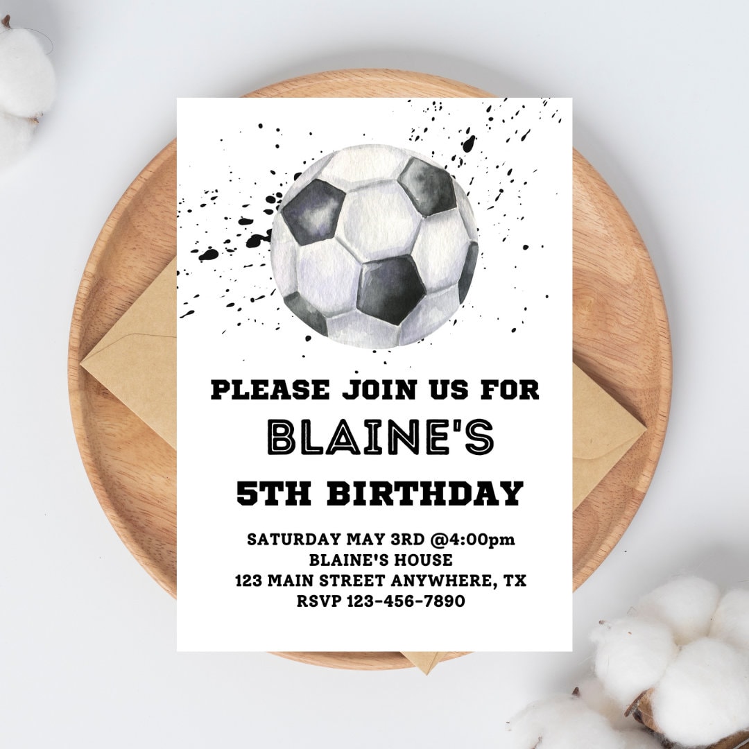 Soccer Birthday Invitation, Soccer Party Invitation, Boy Birthday ...