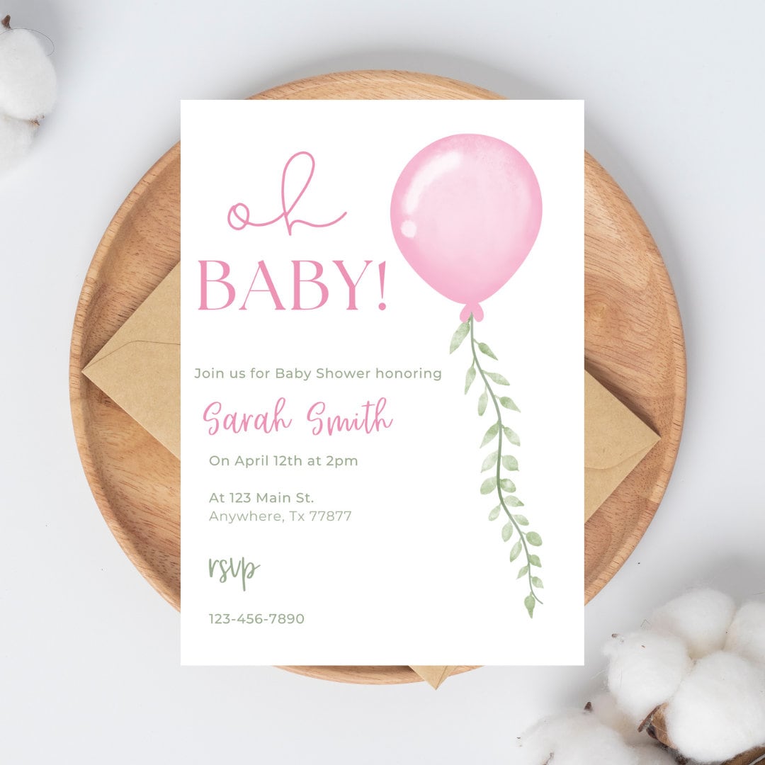 Baby Girl Shower Invitation, Baby Shower Invitation, Girl Baby Shower ...