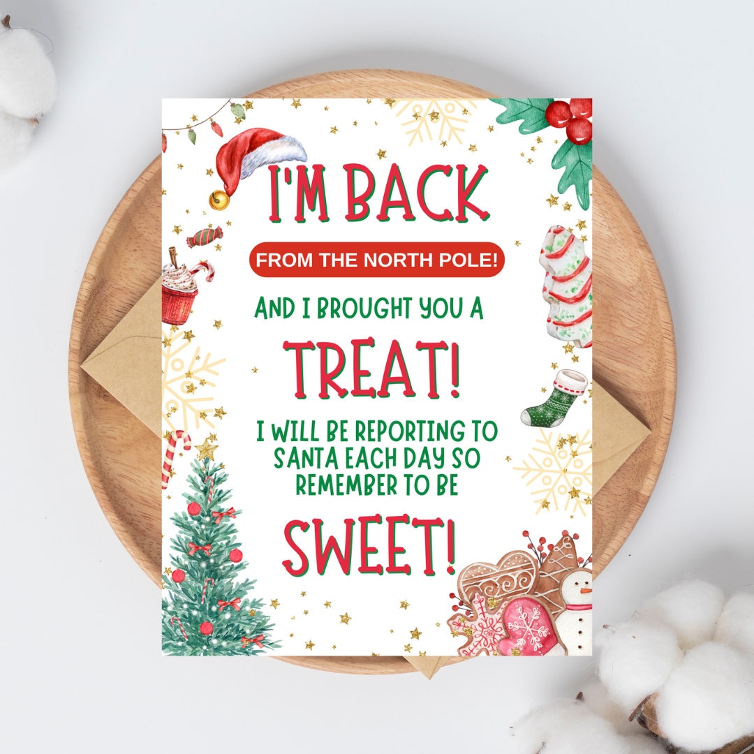 Elf Welcome Back Letter-digital Download Christmas Elf Return Note 8 ...