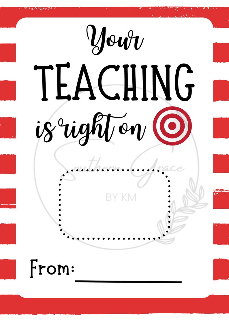 Your Teaching is Right on Target-teacher Gift Tag-gift Card Printable ...