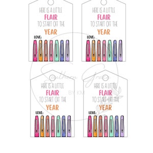 Flair Pen Gift Tag-back to School Teacher Gift- Here is a Little Flair ...