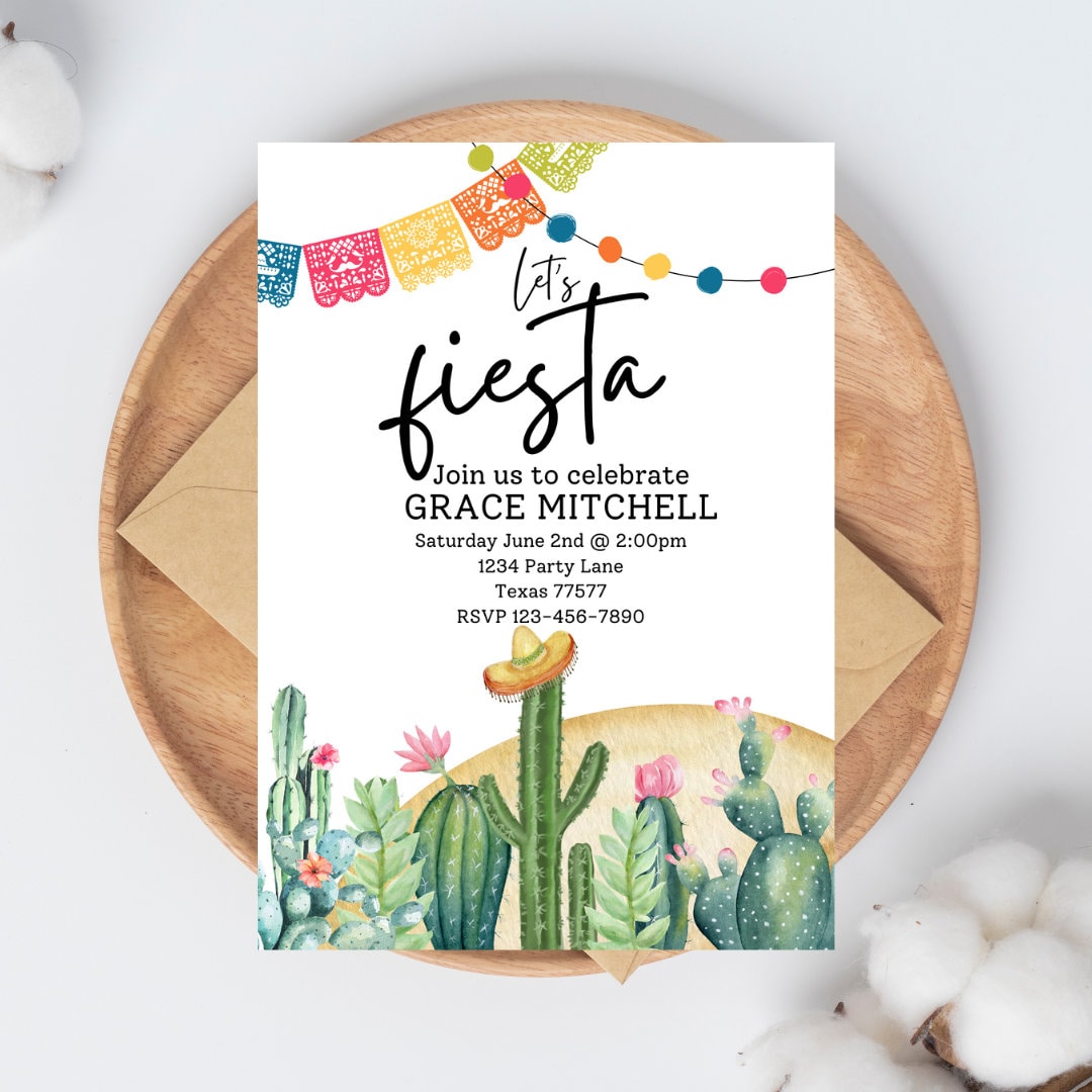 Lets Fiesta, Fiesta Birthday Invitation,fiesta Shower Invitation,fiesta ...