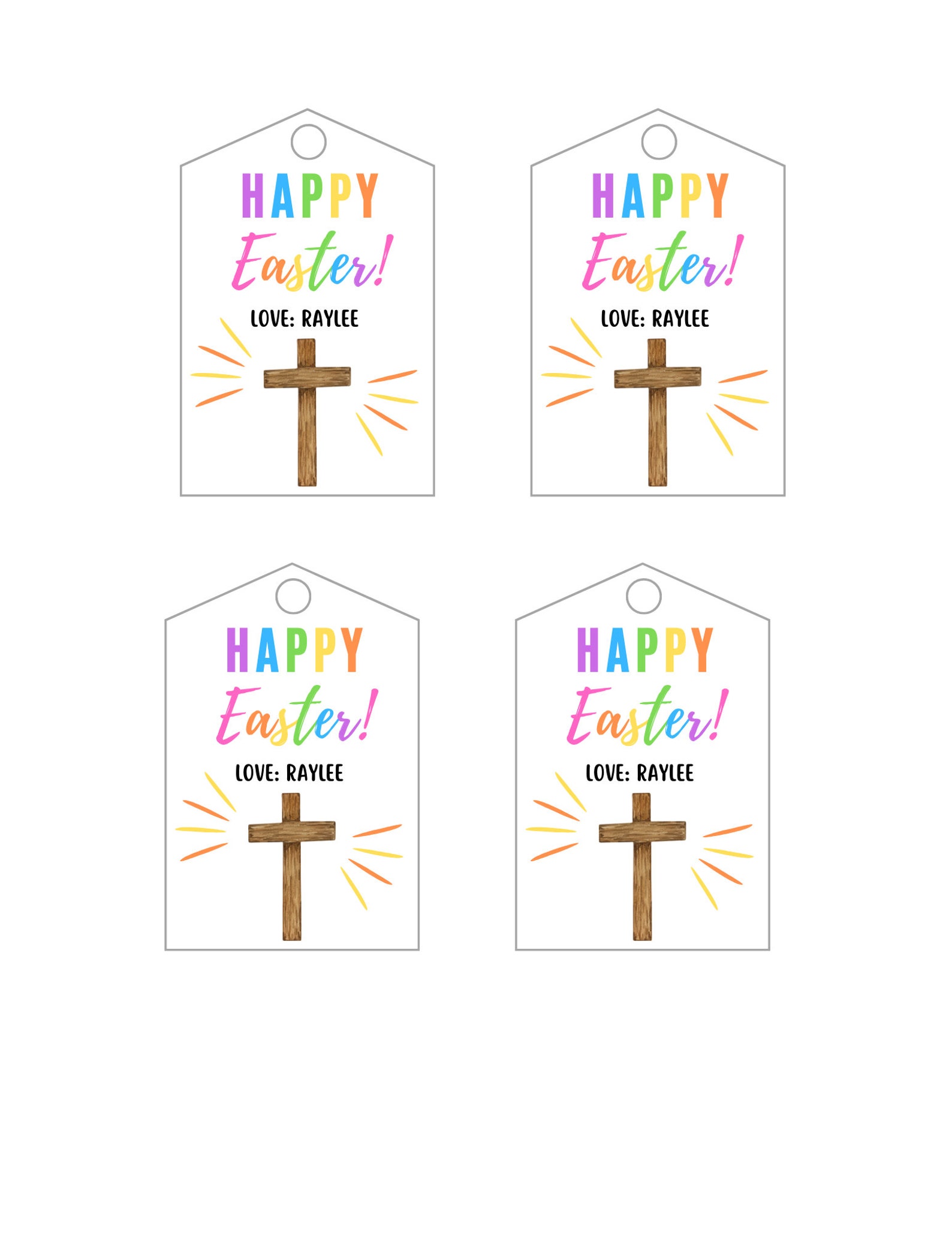 Cross Christian Easter Gift Tag, Easter Basket Gift Tag, Easter Treat ...
