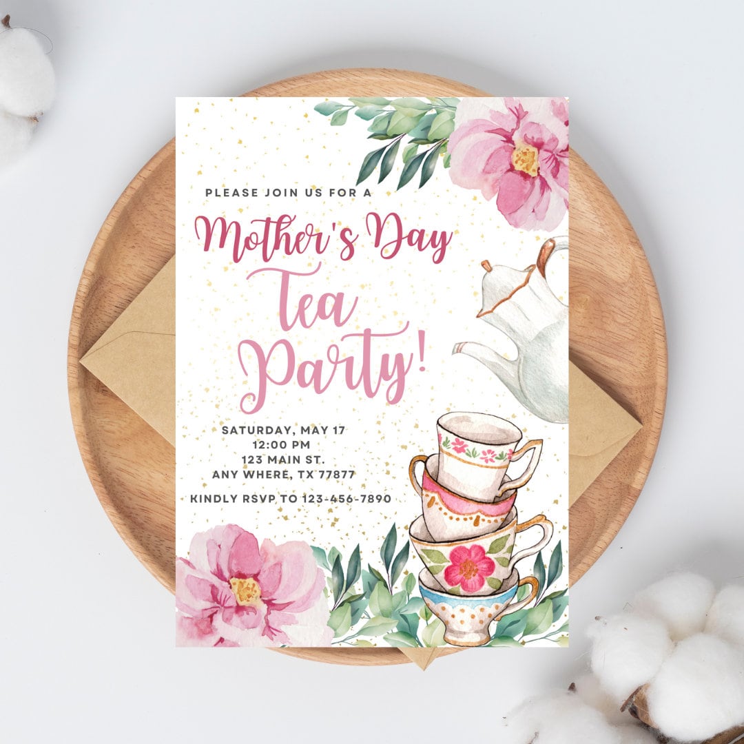 Mothers Day Tea Party Invitation, Mothers Day Brunch Invitation ...
