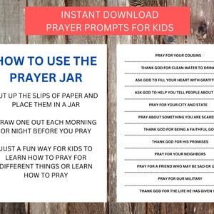 Prayer Prompt for Kids, Prayer Jar Activity, Prayer Kids Cards, Prayer ...
