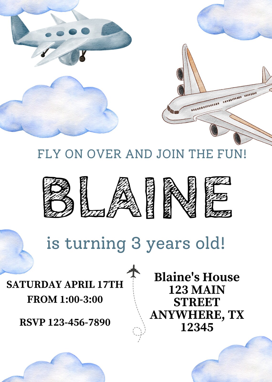 Airplane Birthday Invitation Template Airplane Birthday - Etsy