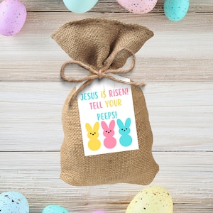 Christian Easter Gift Tag, Jesus is Risen Tell Your Peeps, Easter Treat ...