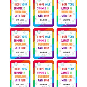 End of School Bubble Tags, Hope Your Summer is Bubbles of Fun, Summer ...