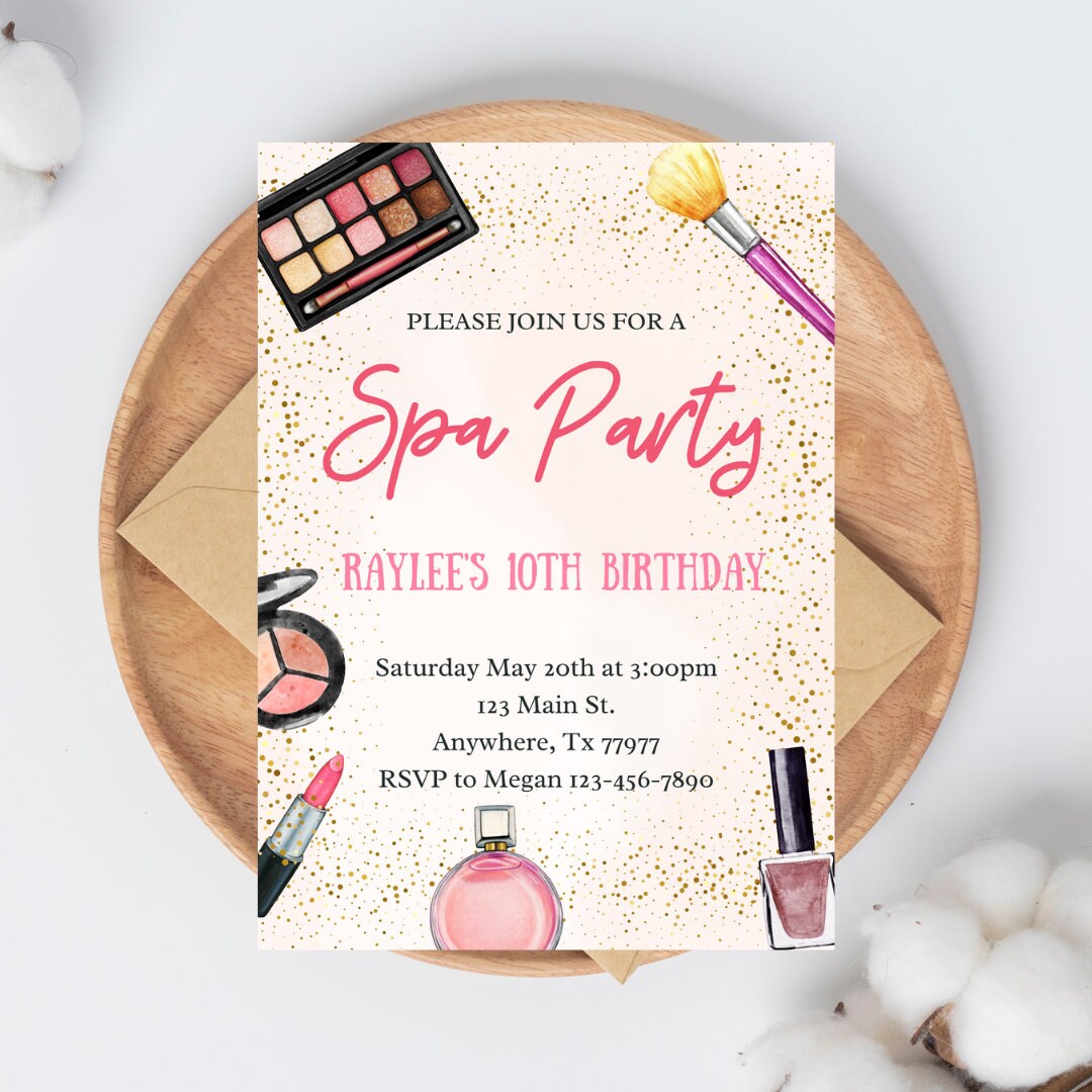 Spa Party Birthday Invitation Spa Girl Birthday Invitation - Etsy