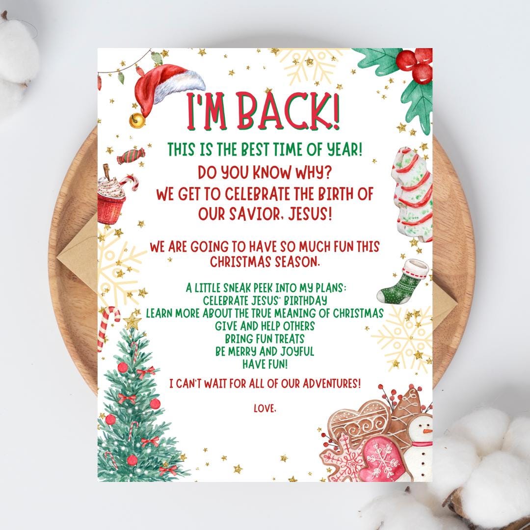 Christian Elf Welcome Back Letter-christ Centered Elf Arrival Letter ...