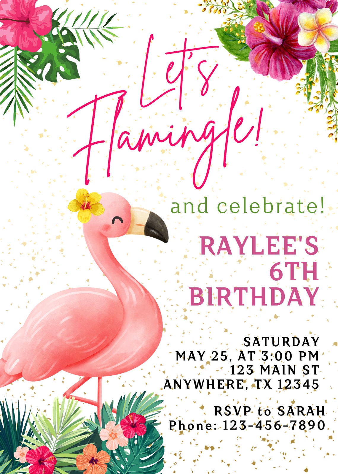 Flamingo Birthday Invitation, Flamingle Invitation, Tropical Summer ...