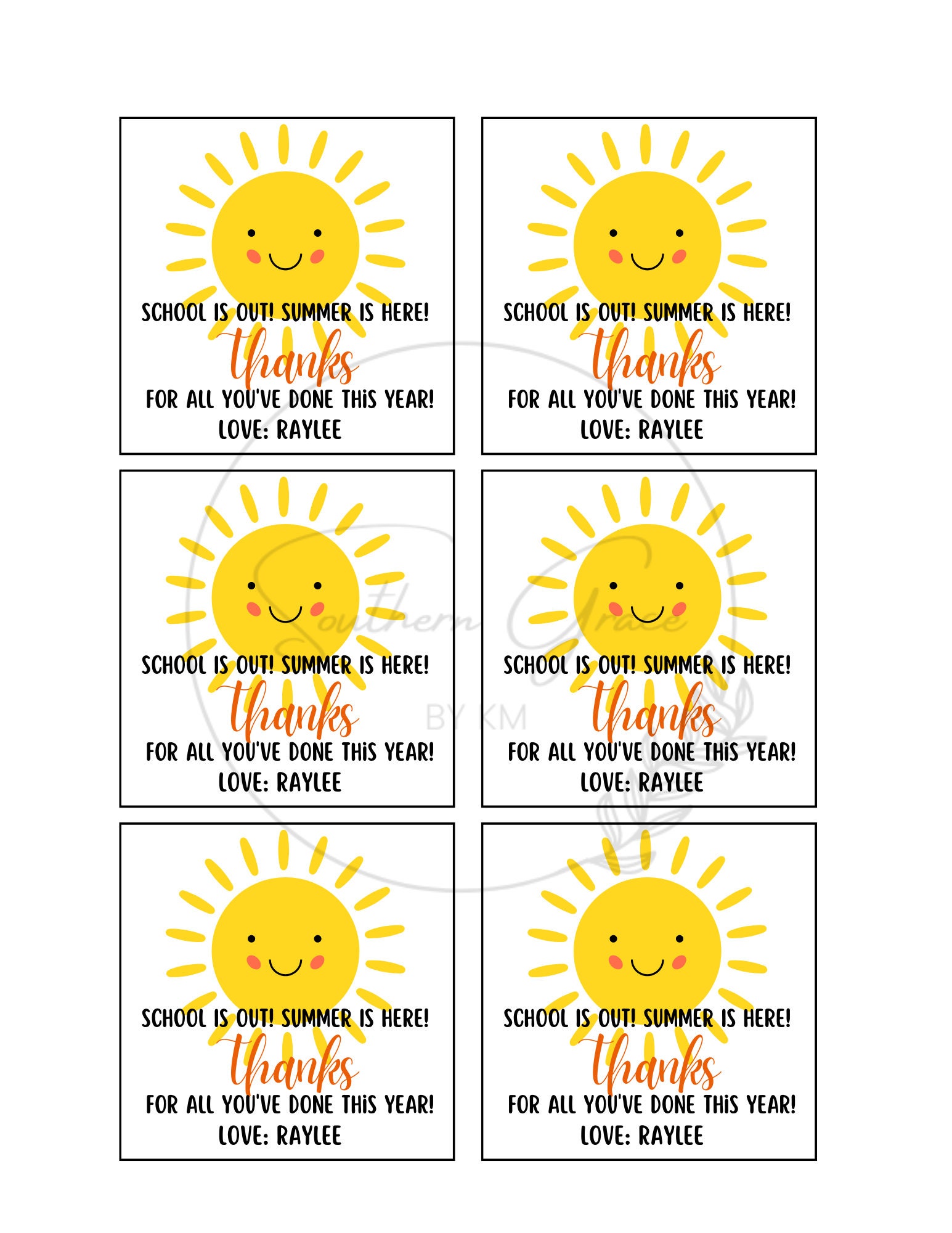 End of School Year Gift Tag Teacher End of Year Gift Tag - Etsy