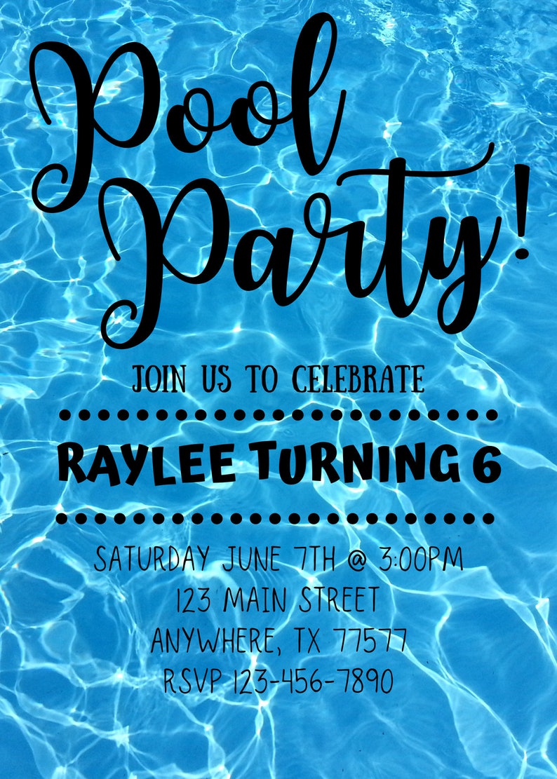 Pool Party Swim Birthday Invitation, Summer Birthday Invitation, Fun in ...