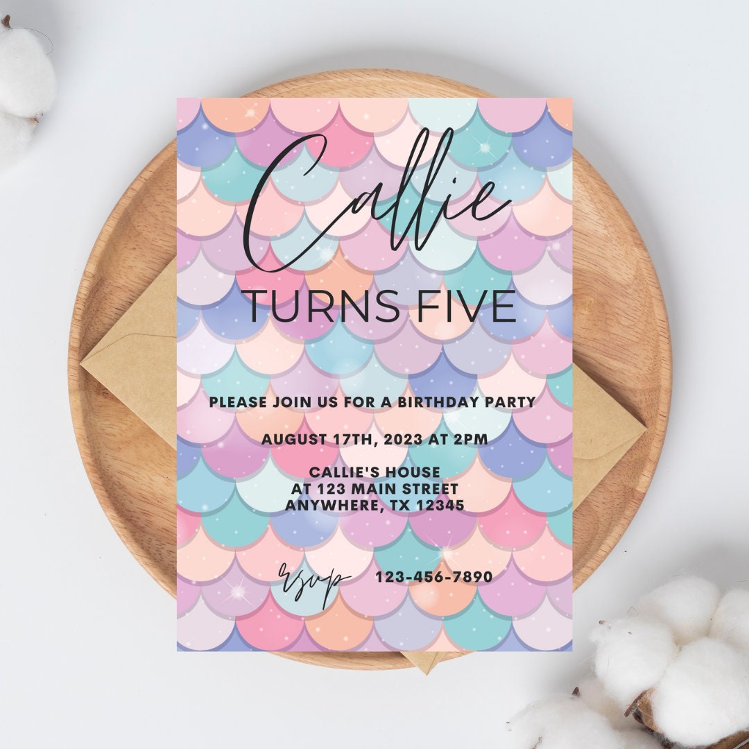 Mermaid Invitation, Mermaid Birthday Invitation, Girls Birthday ...