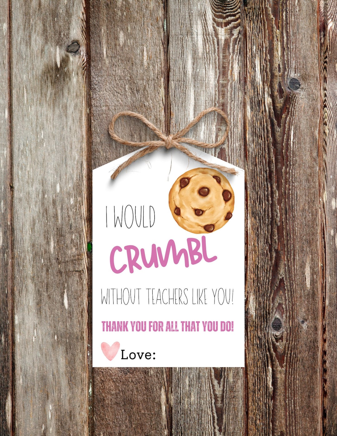 Crumbl Cookie Gift Tag-back to School Teacher Gift Card-first Day of ...