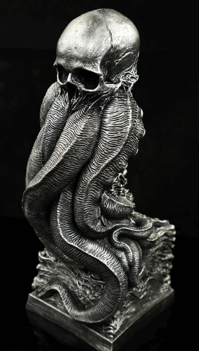 Cthulhu Scull Bust Silver Ver.h.p.lovecraft Handmade Sculpture - Etsy