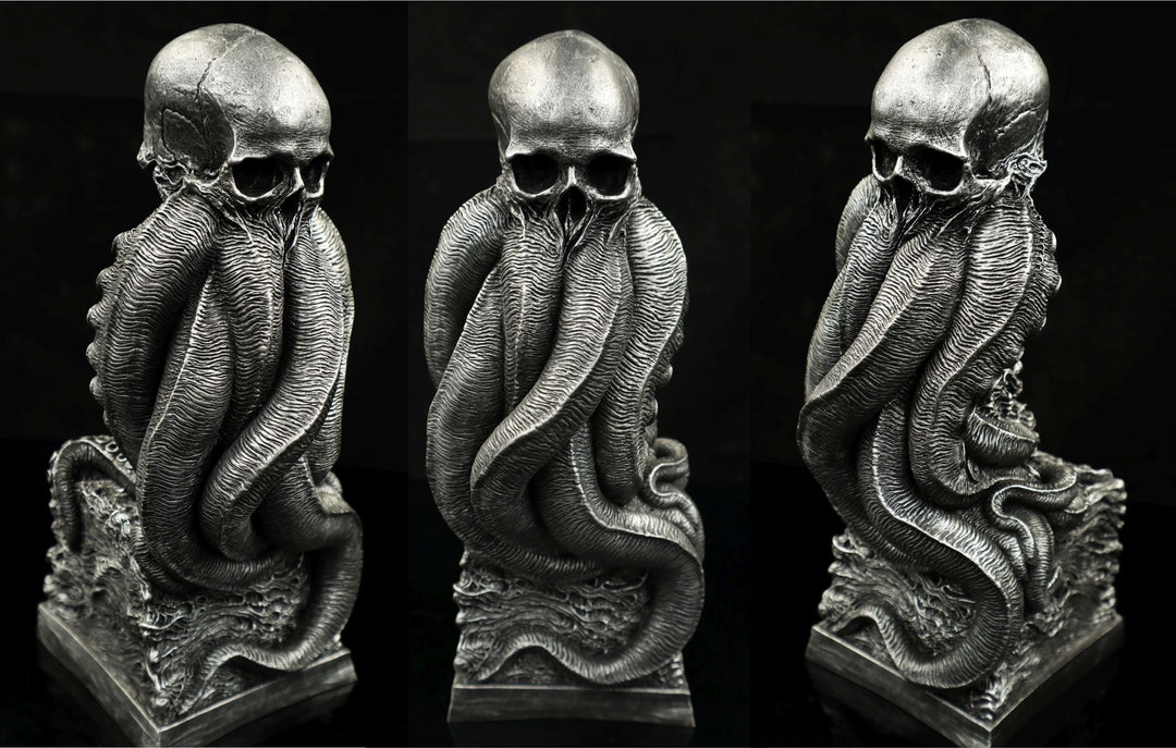 Cthulhu Scull Bust Silver Ver.h.p.lovecraft Handmade Sculpture - Etsy
