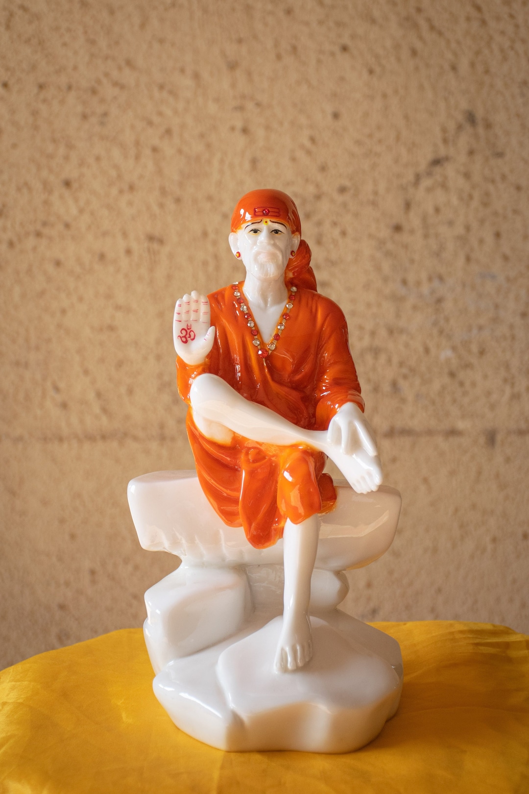 Sai Baba - Shirdi Moorti - Orange Poshak - Blessing Om - 12" Idol ...