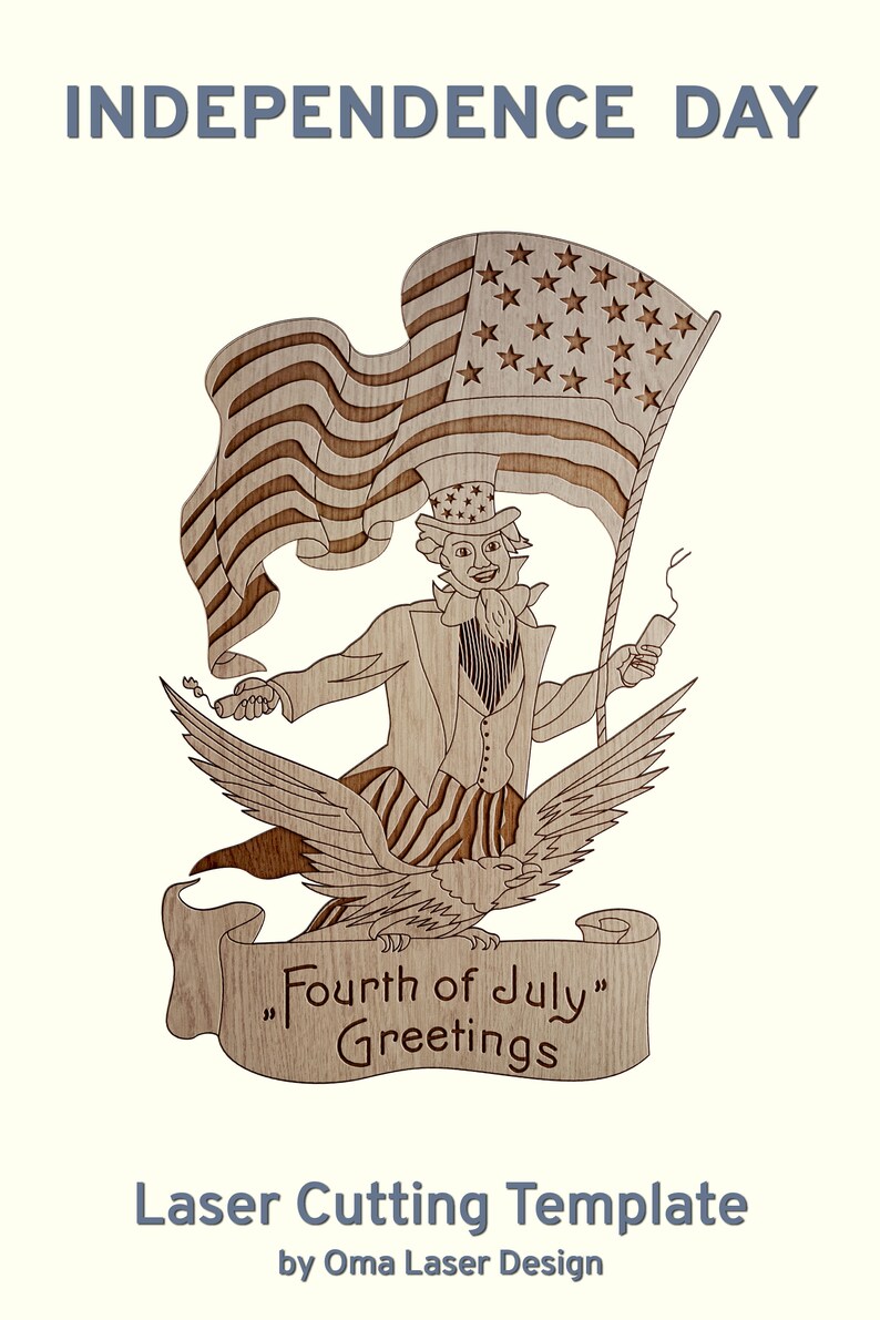 Independence Day SVG File, Laser Engraving Template, 4th of July DXF ...