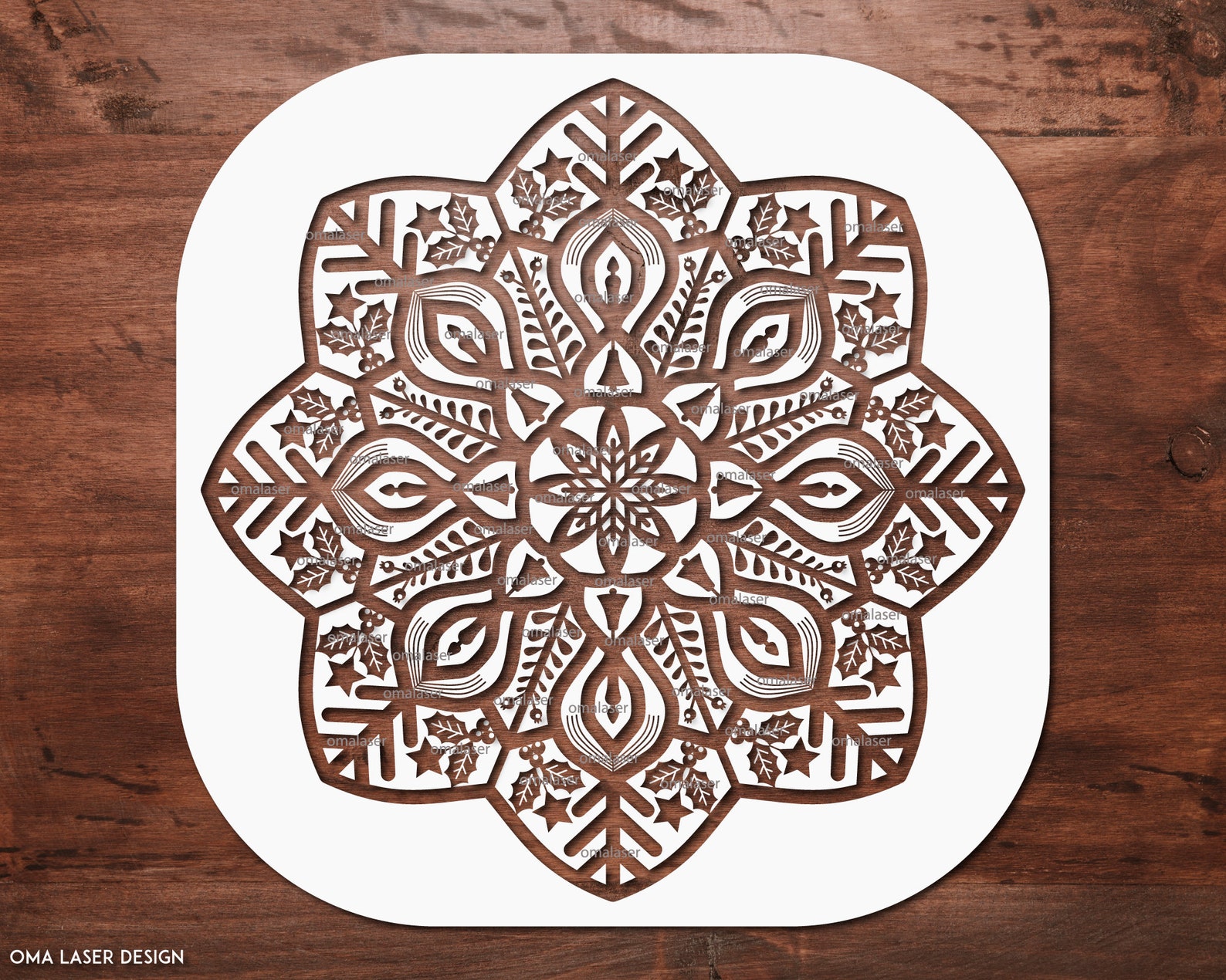 Christmas Mandala Svg Cutout. Xmas Ornament Laser Engraving - Etsy