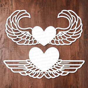 Angel Wings Svg. Laser File Cuttable & Engraving Dxf. Heart - Etsy
