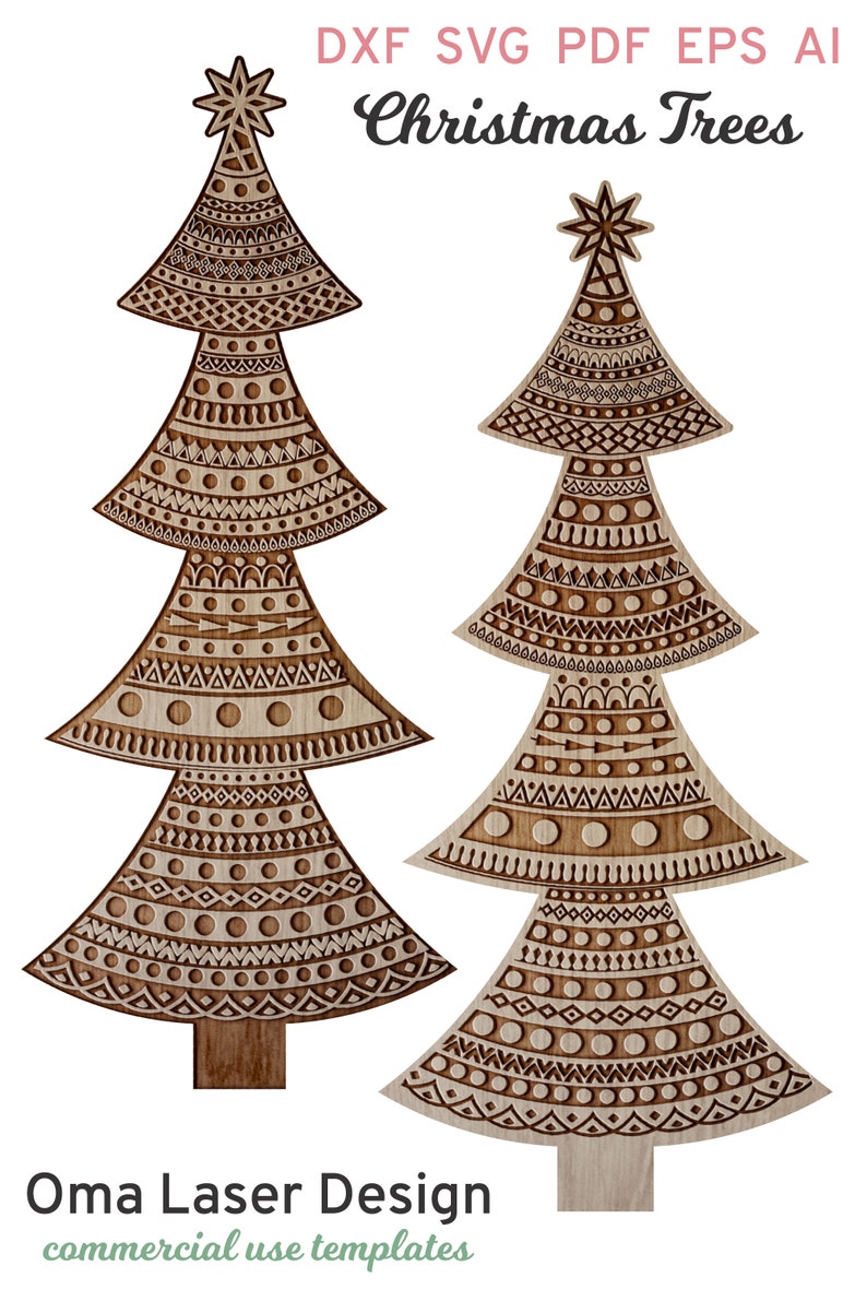 Christmas Tree Svg. Xmas Ornament Laser File. Zentangle Christmas Tree ...