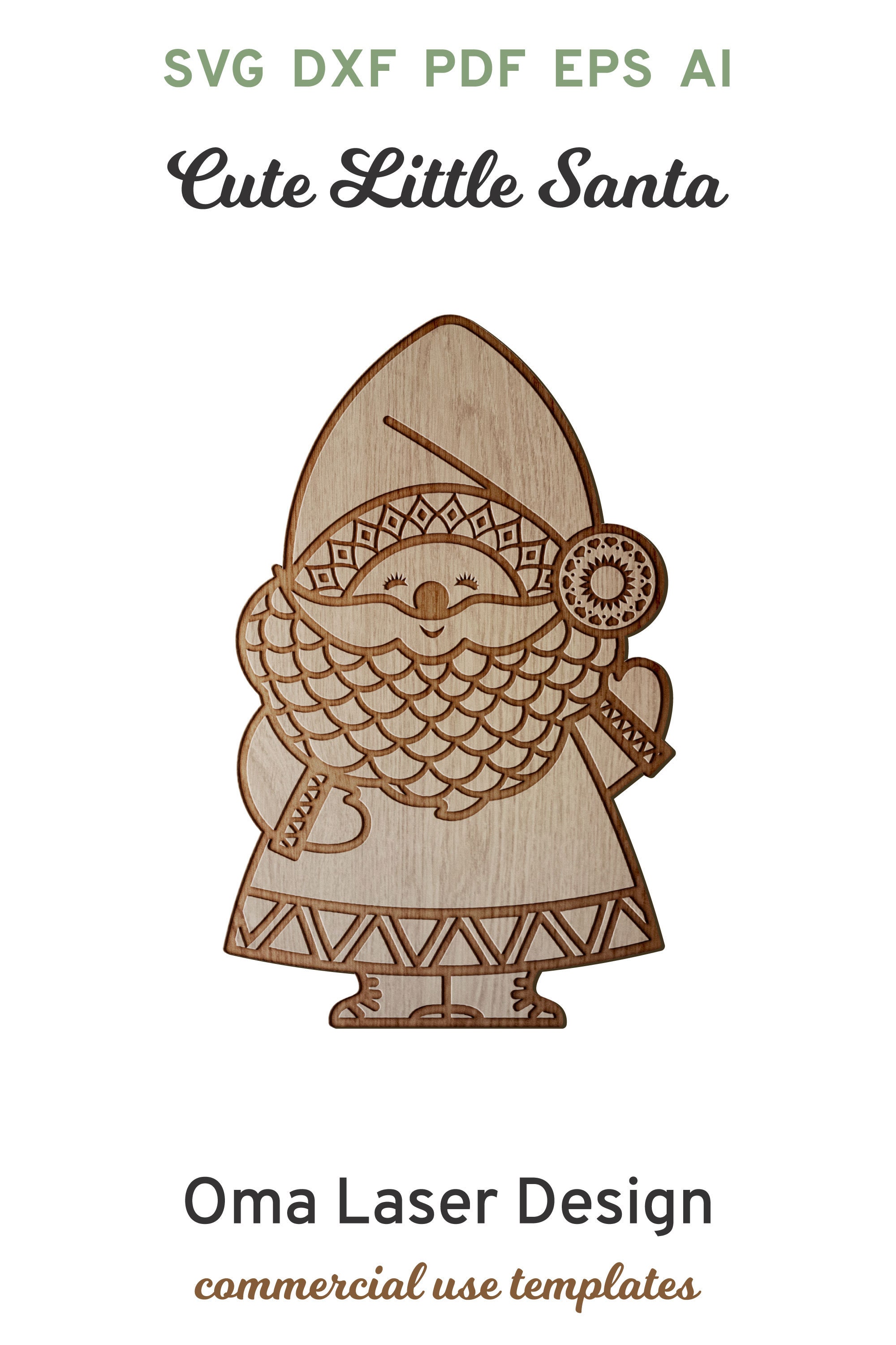 Little Santa Dxf File for Laser Engraving. Christmas Ornament - Etsy