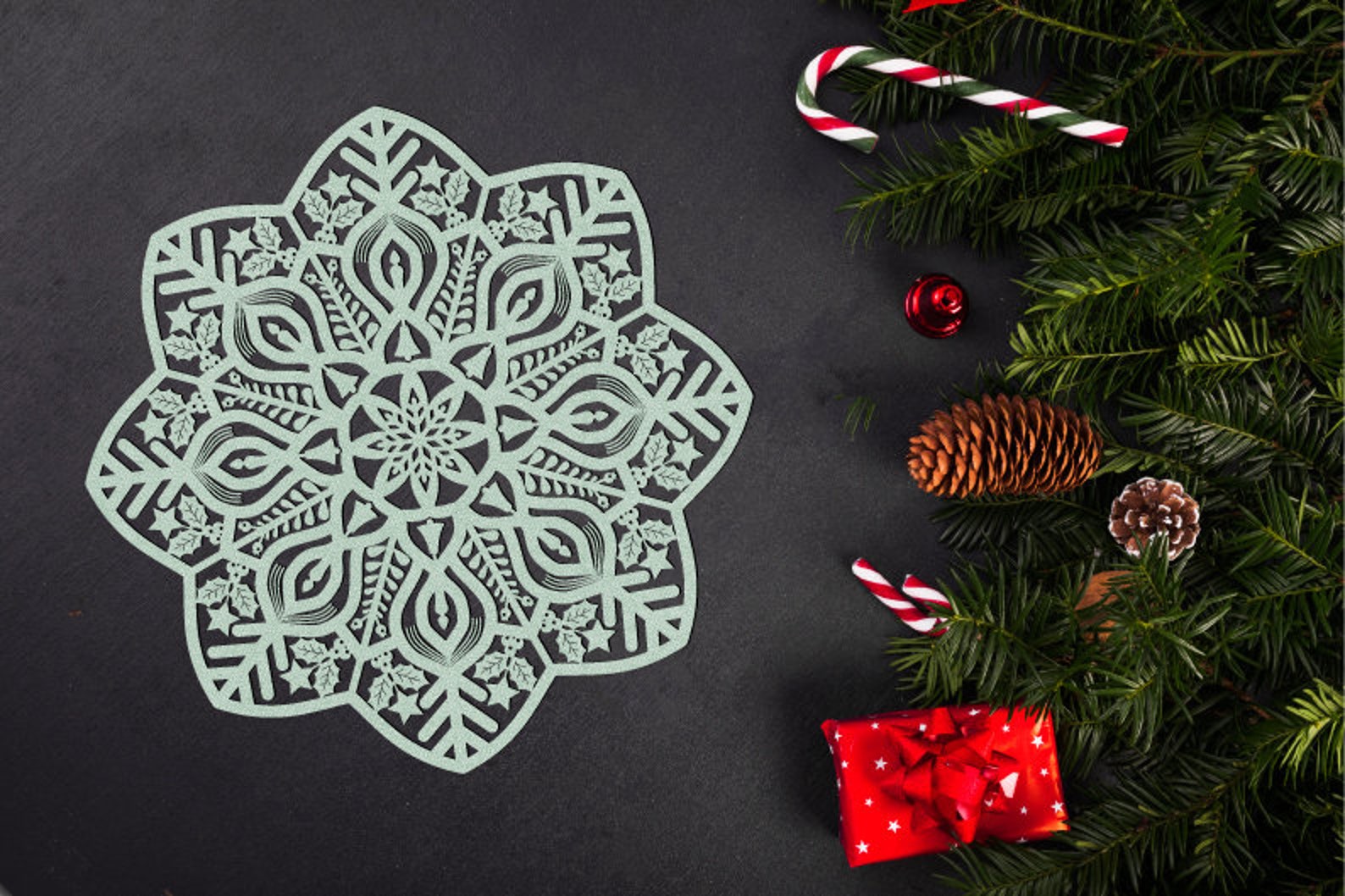 Christmas Mandala Svg Cutout. Xmas Ornament Laser Engraving - Etsy