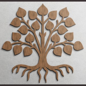 Tree With Roots Laser Cut File. Photo Display Tree Dxf Template. Hearts ...