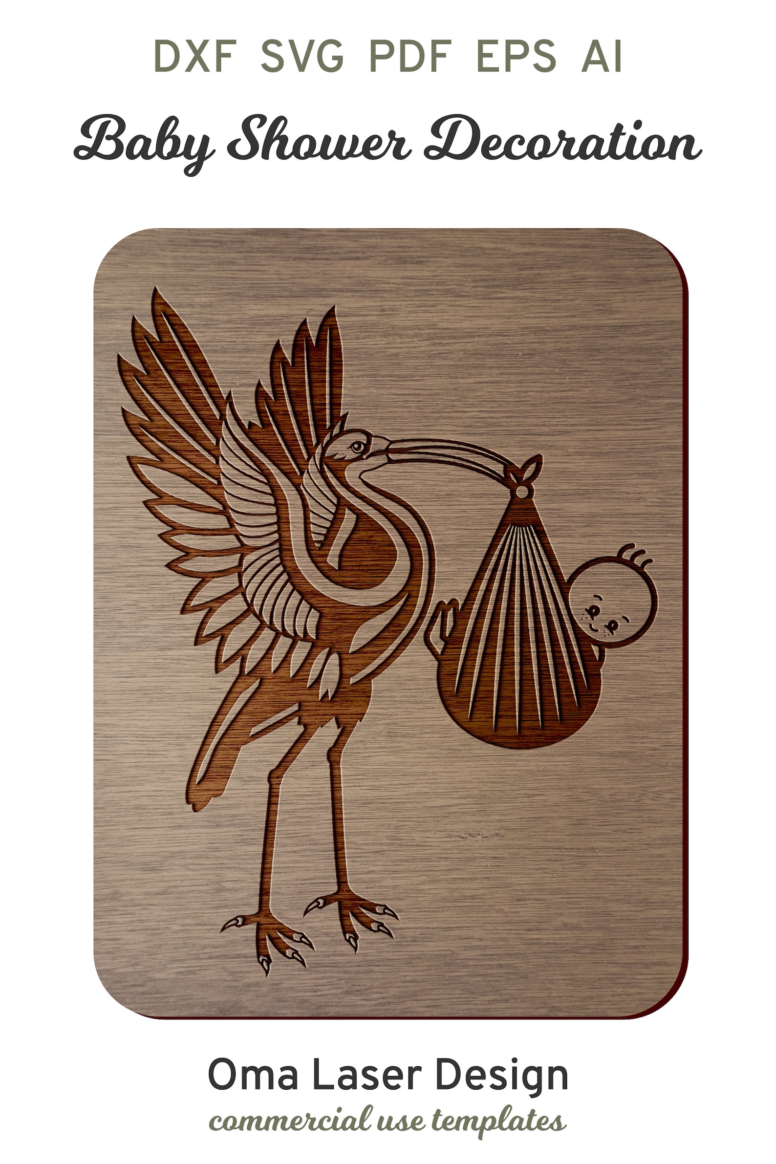 Stork Baby Shower Svg Laser Cut File. Coming Home Decoration - Etsy Canada