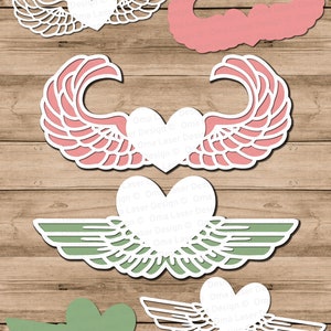 Angel Wings Svg. Laser File Cuttable & Engraving Dxf. Heart - Etsy