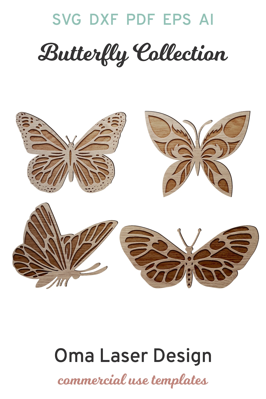 Butterfly Svg Bundle Laser Cut Template. Butterflies Drawing Cut Out ...
