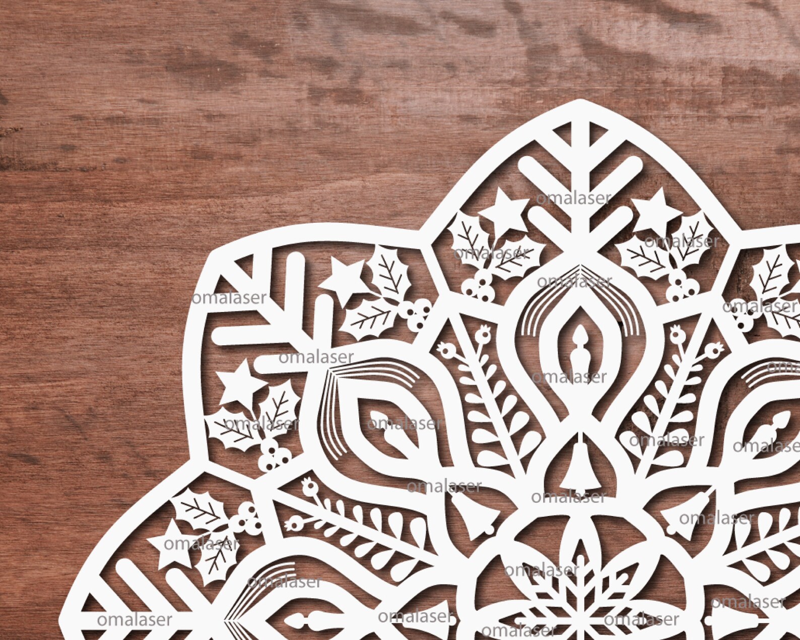 Christmas Mandala Svg Cutout. Xmas Ornament Laser Engraving - Etsy
