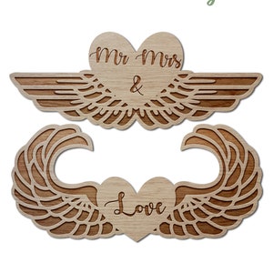 Angel Wings Svg. Laser File Cuttable & Engraving Dxf. Heart - Etsy