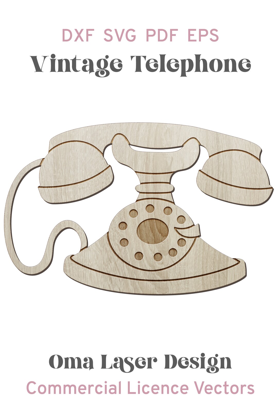 Vintage Telephone Laser Cutting Template. Phone Vector File. Glowforge ...