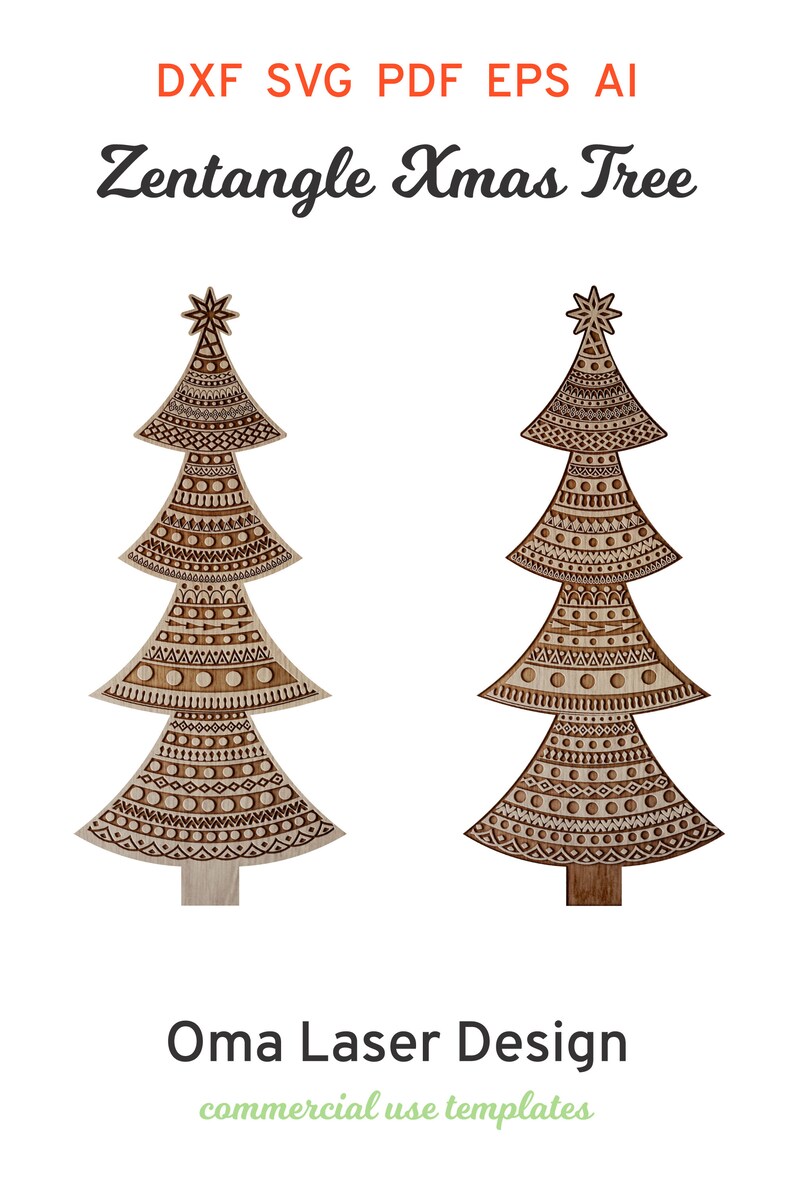 Christmas Tree Svg. Xmas Ornament Laser File. Zentangle Christmas Tree ...