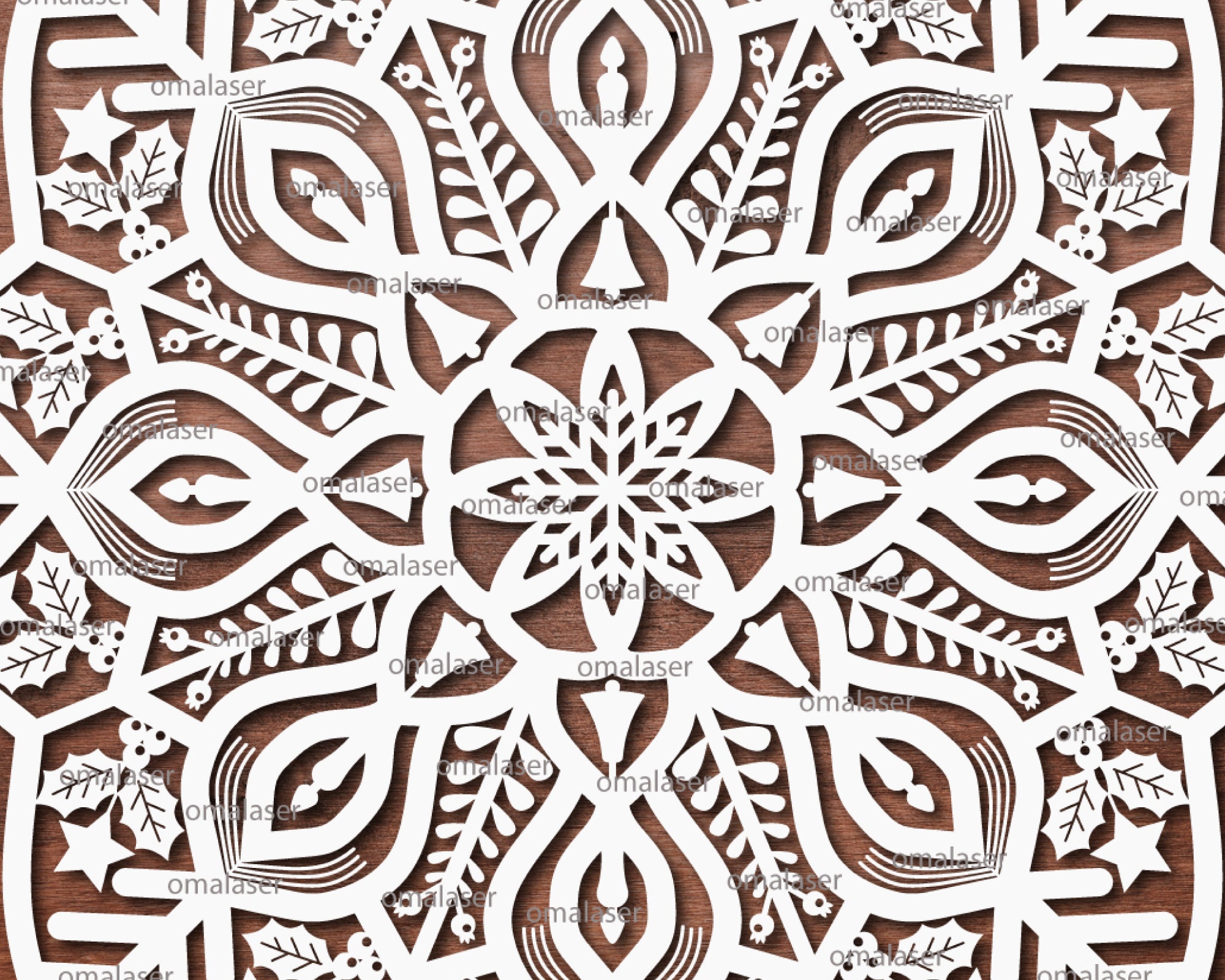 Christmas Mandala Svg Cutout. Xmas Ornament Laser Engraving - Etsy