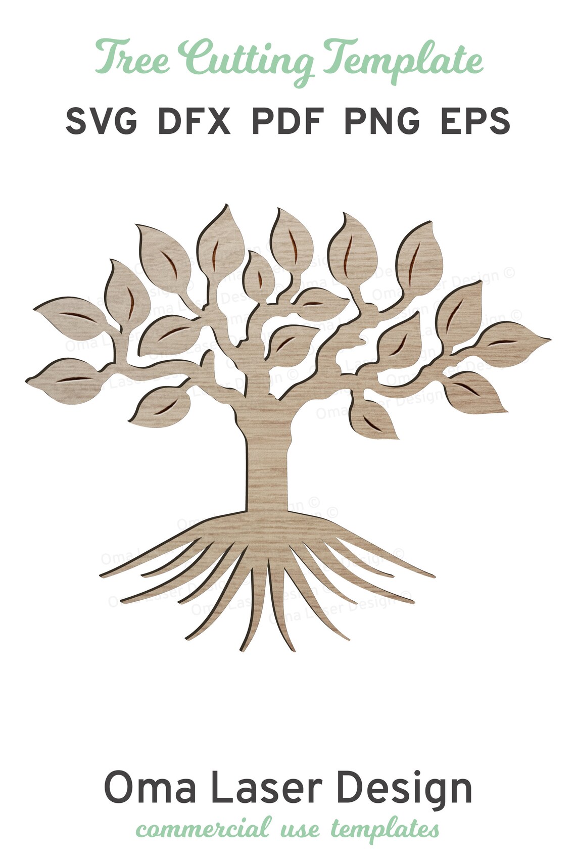 Family Tree Svg Cuttable Template. Tree With Roots and 18 Leaves. Words ...