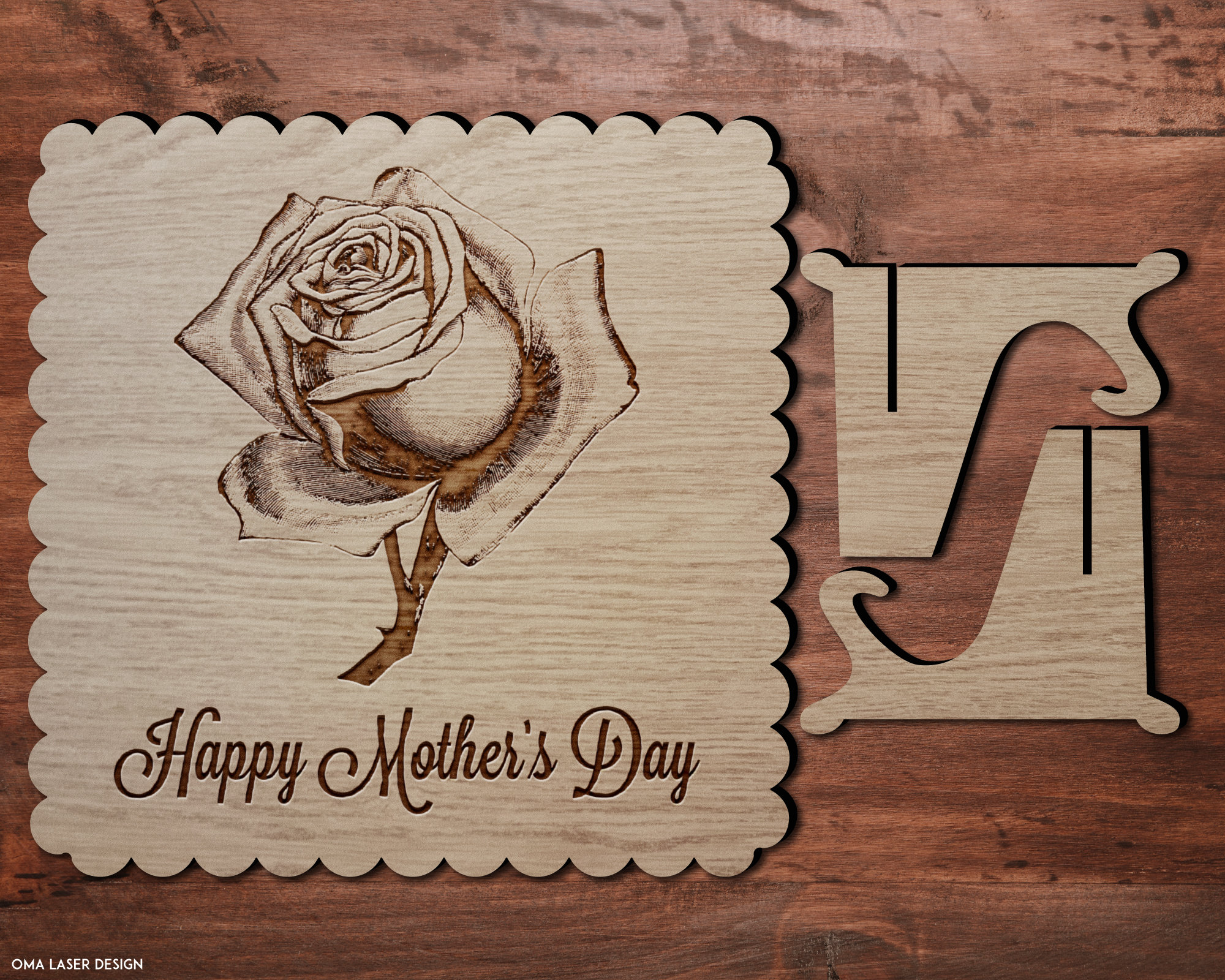 Mothers Day Svg Rose Laser Engraving File Easel Stand Etsy