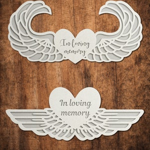 Angel Wings Svg. Laser File Cuttable & Engraving Dxf. Heart - Etsy