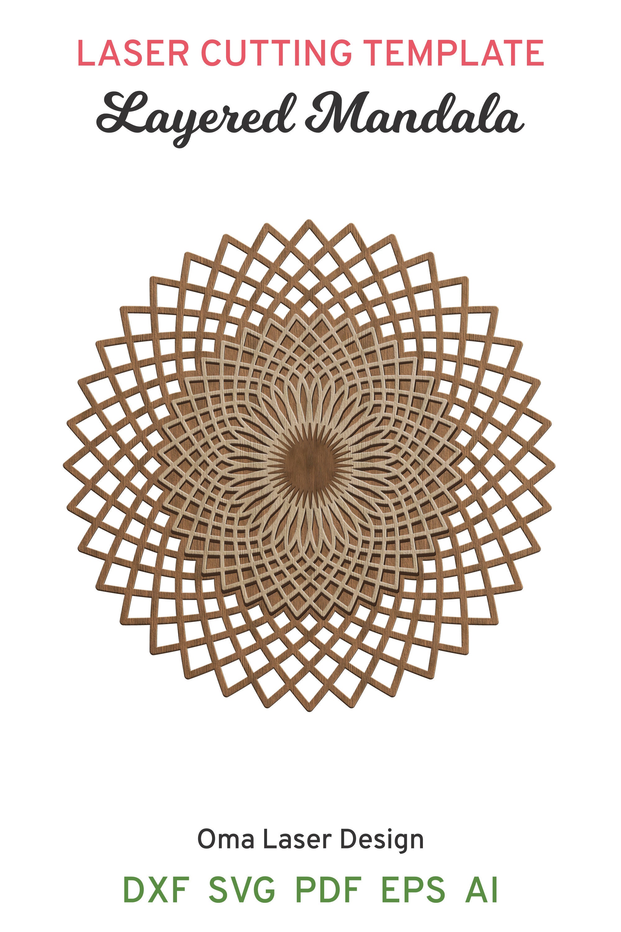 Drawing & Illustration Digital Laser Cut Mandala Dxf Pattern Multilayer Mandala Svg file Mandala ...