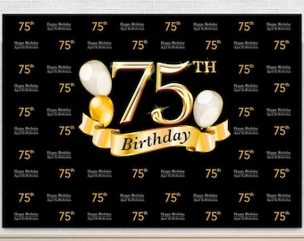 Gold 75th Birthday Backdrop - Etsy