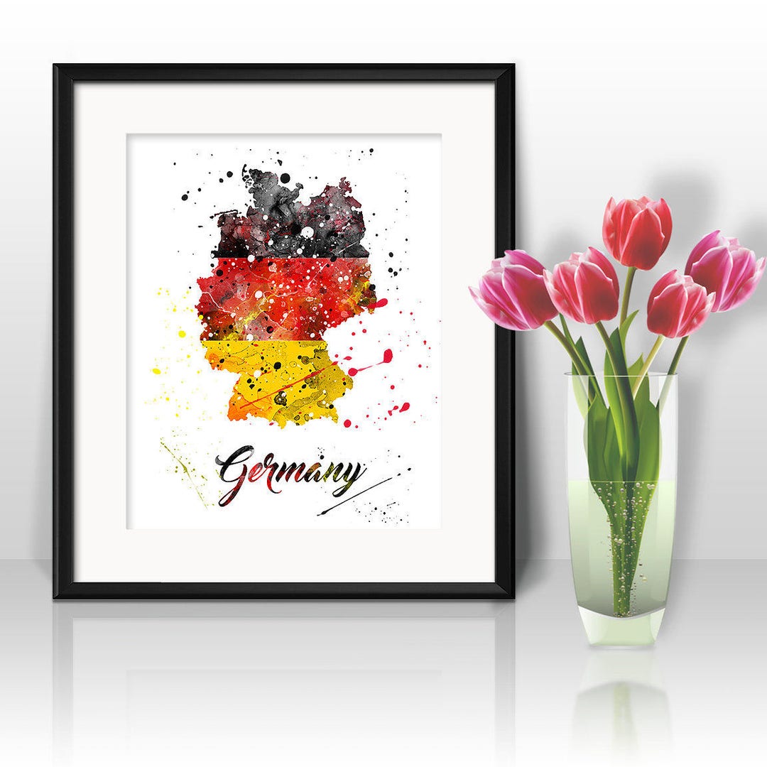 Germany Map Watercolor Print, Germany Map Art, Germany Map Painting ...