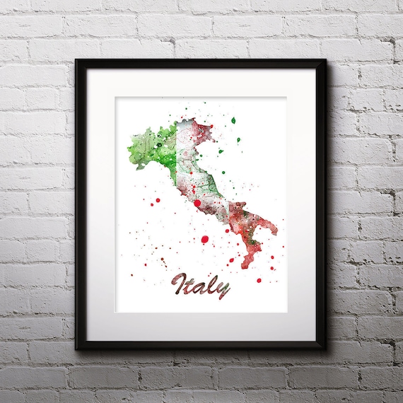 Italy Map Watercolor Print Italy Map Art Italy Map Painting | Etsy