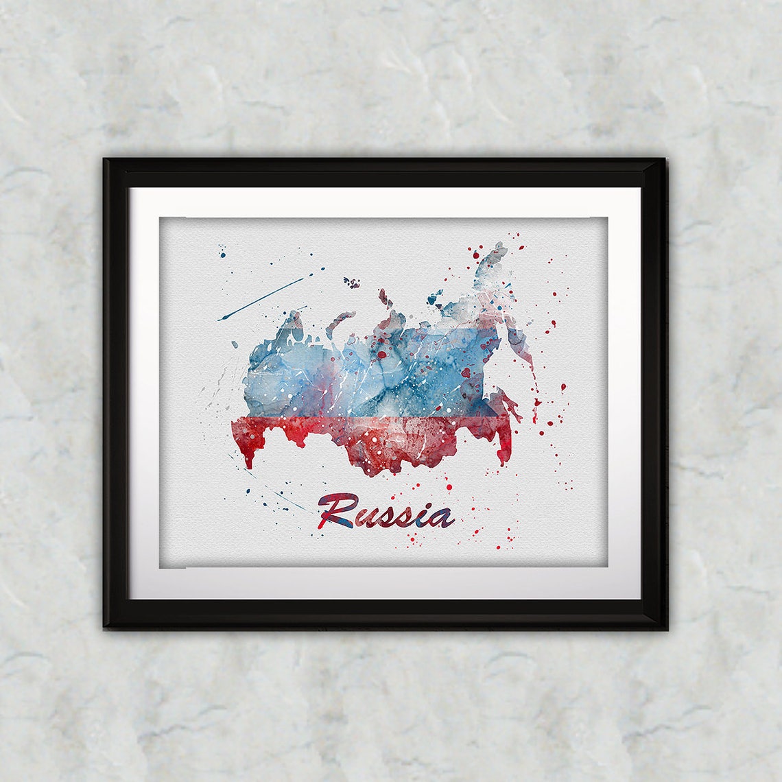Russia Map Watercolor Print, Russia Map Art, Russia Map Painting ...