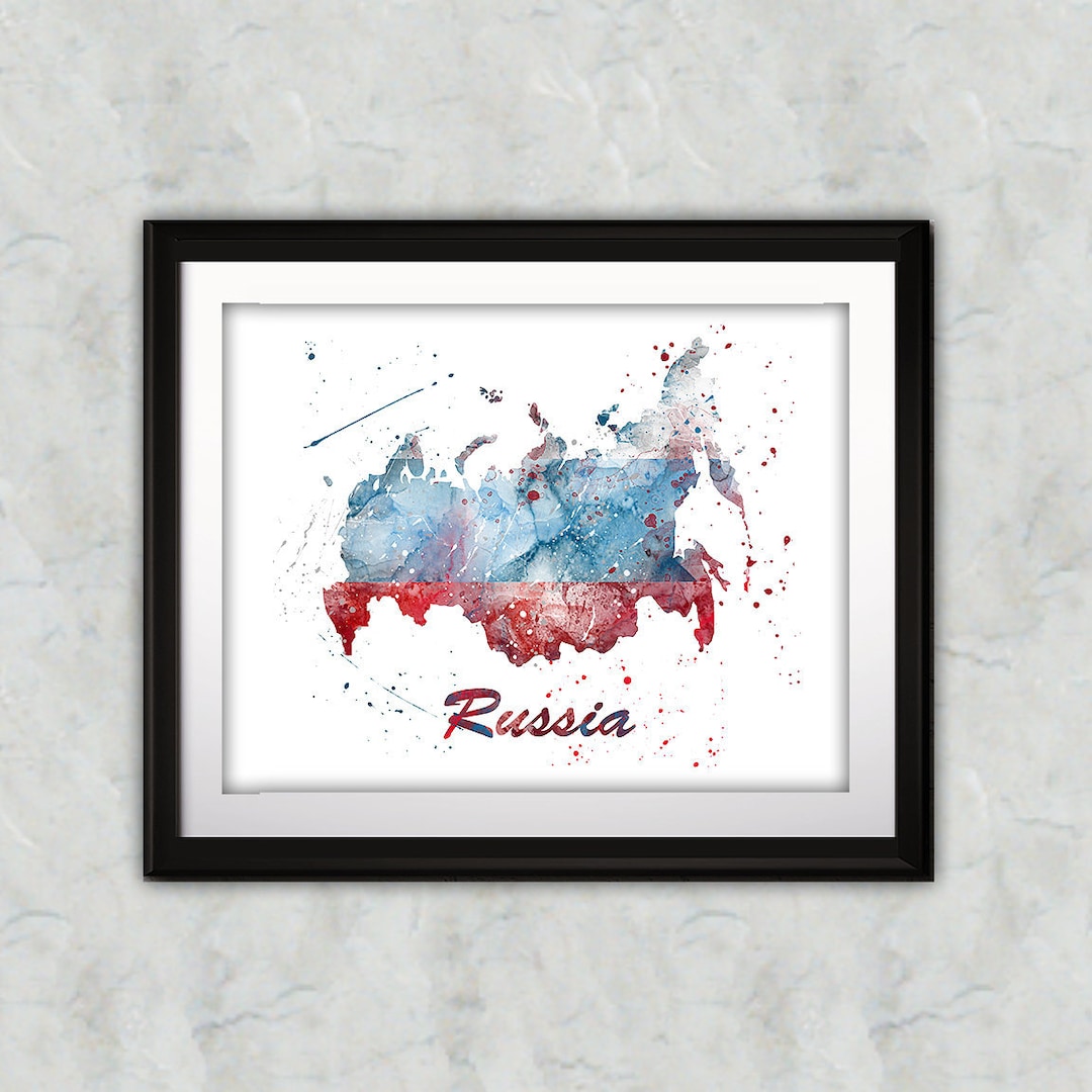 Russia Map Watercolor Print, Russia Map Art, Russia Map Painting ...