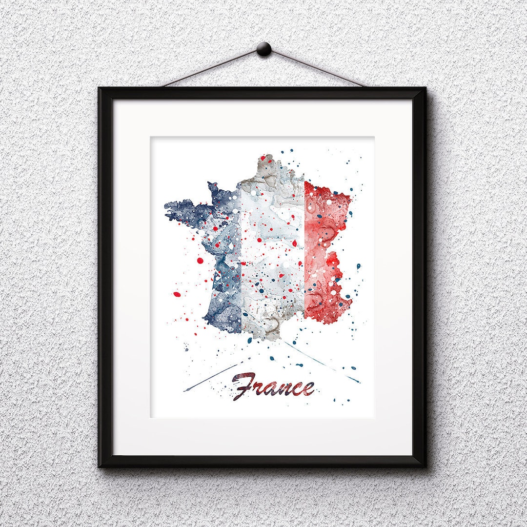 France Map Watercolor Print, France Map Art, France Map Painting ...