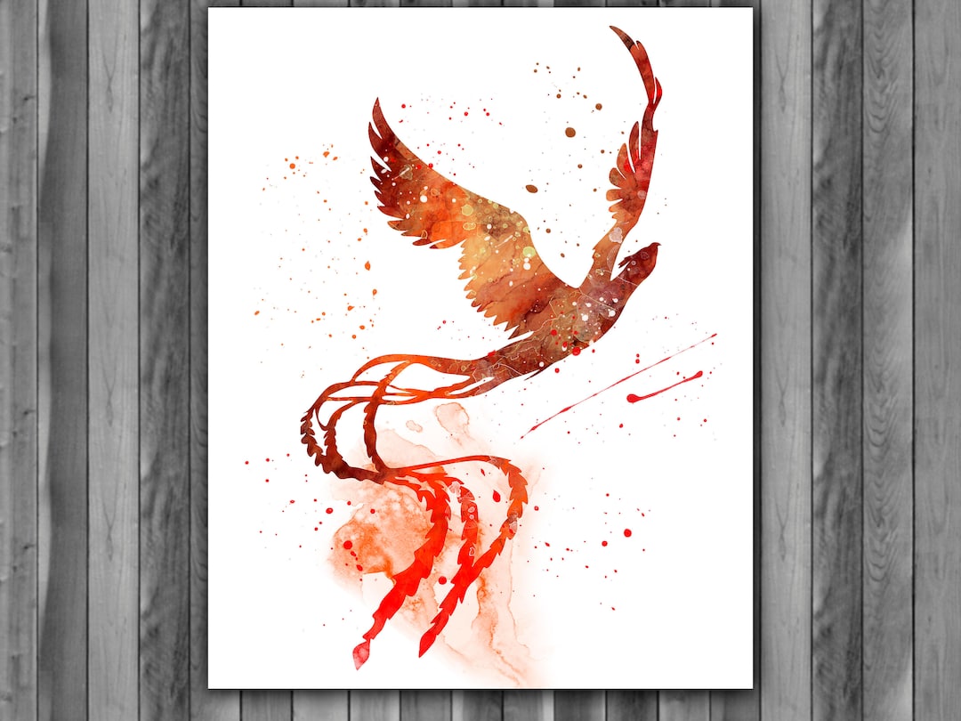 Phoenix Watercolor Print, Phoenix Fantasy Art, Phoenix Painting ...