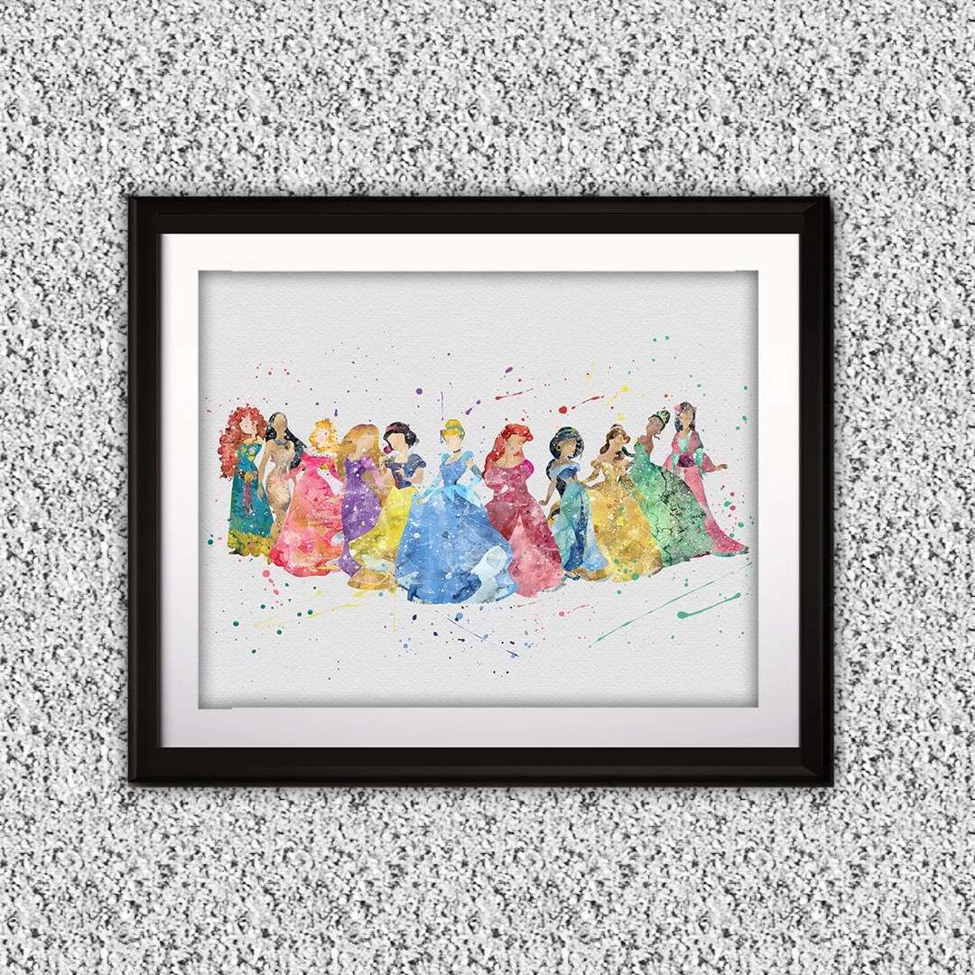 Princesses Watercolor Print, Princesses Painting 3, Princess Art ...